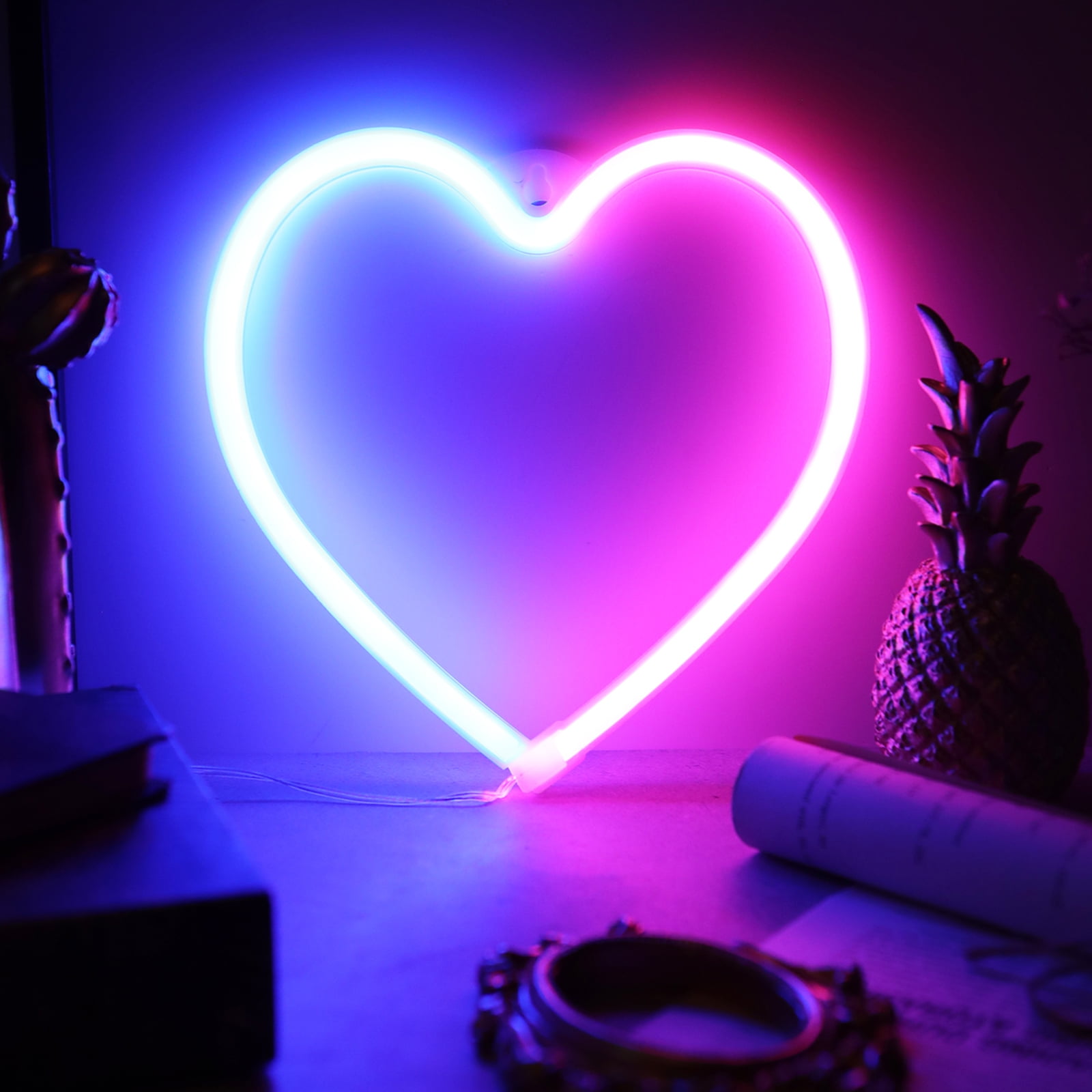 Rosnek Neon Heart Lights Neon Signs, Battery Operated & USB Powered LED ...