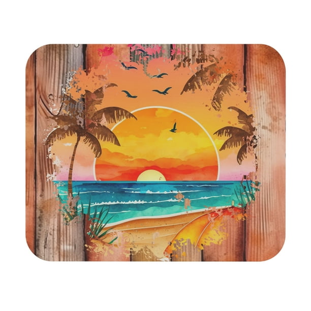 Beach Sunset Novelty Mouse Pad | Non-Slip Rubber Base Computers, Laptop ...