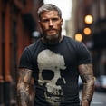 TeeMuse Scriptures Skull Gothic Rockwear Men's T-Shirt, Navy M ...