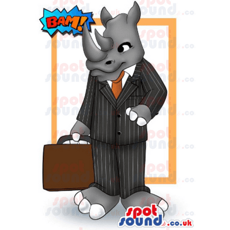 Rhinoceros SPOTSOUND Mascot Drawing Dressed As A Banker In A Suit ...