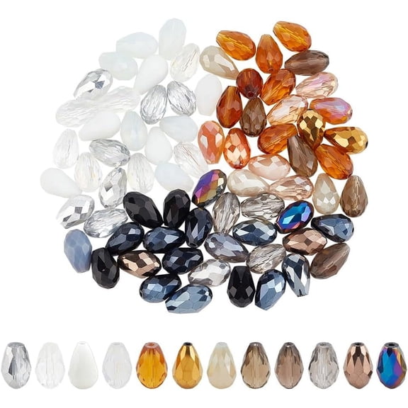 20pc Electroplate Teardrop Glass Beads Faceted Mixed Color 21.5x12mm ...