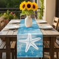 Blue Nautical Starfish Dining Table Runner, Coastal Modern Summer ...