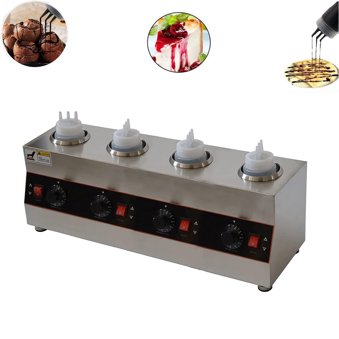 INTBUYING 4 Pots Electric Sauce Warmer Jam Condiment Dispenser ...