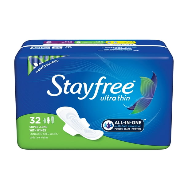 Stayfree Ultra Thin Long, Super Pads with Wings, Unscented, 32 Ct ...