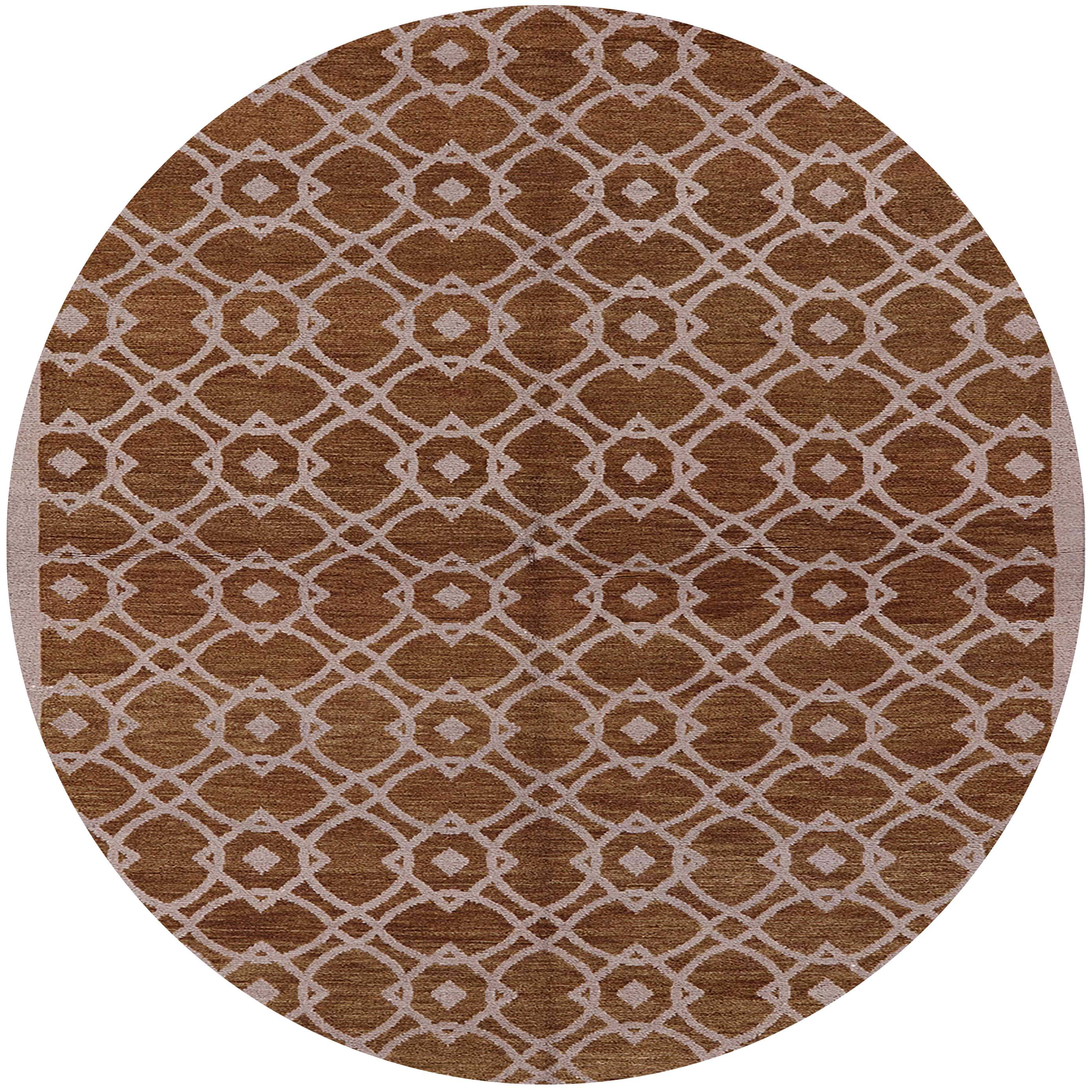 Ahgly Company Indoor Round Mid-Century Modern Camel Brown Oriental Area ...