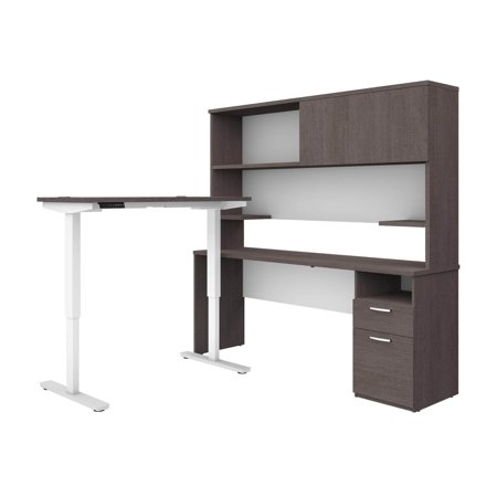 Bestar Upstand 24 x 48 Standing Desk and 1 Credenza with Hutch ...