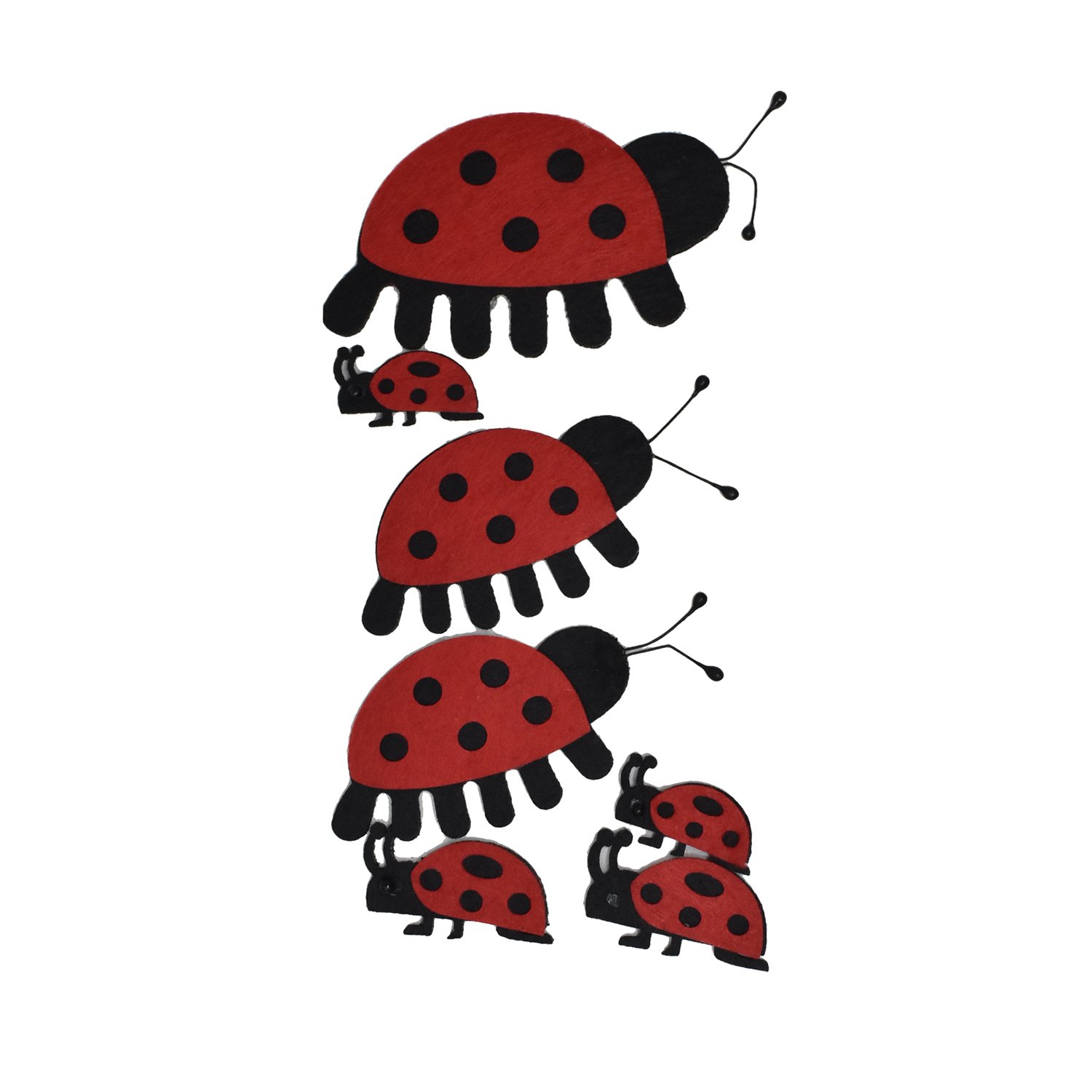 Felt Crawling Lady Bug Die Cut Stickers, Assorted Sizes, 7-Piece ...