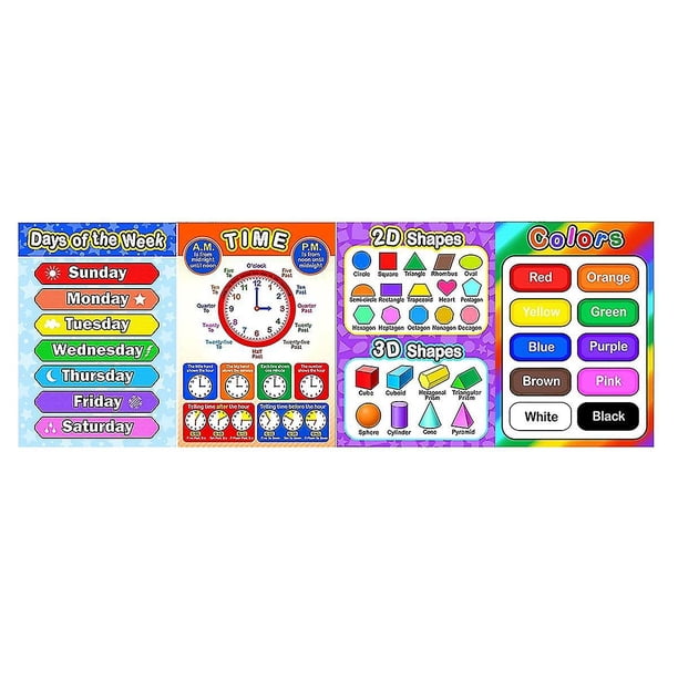 4 piezas de carteles educativos para niños, alfabeto inglés de ...