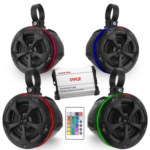 Pyle Waterproof Off-Road Speakers W/ Amplifier 4 Inch 800W 4-Channel ...
