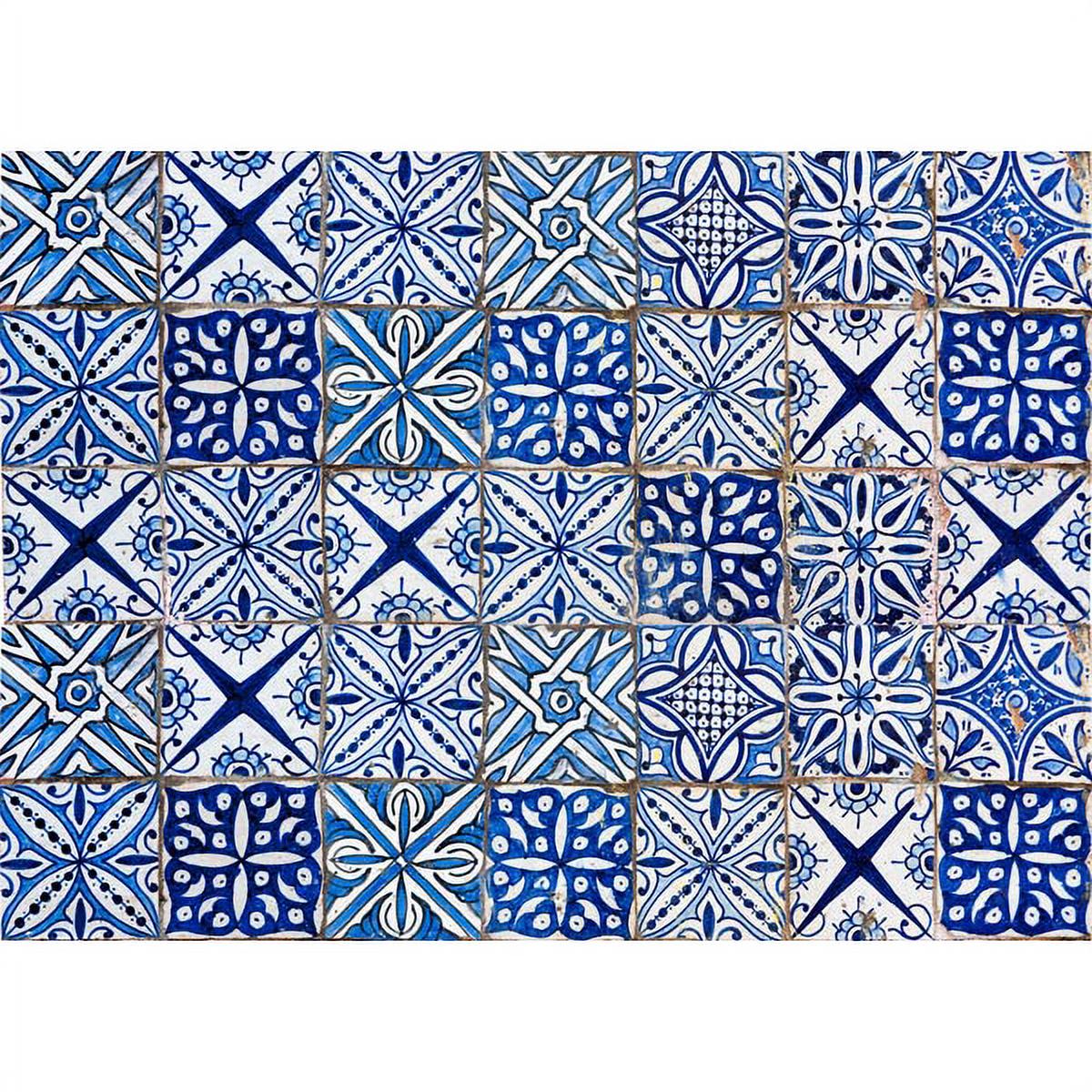Home Decor Line Blue Azulejos Kitchen Panel Decal - Walmart.com