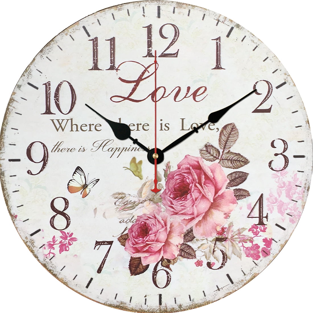 12 Inch Vintage Rustic Country Tuscan Style Silent Wall Clock Home ...