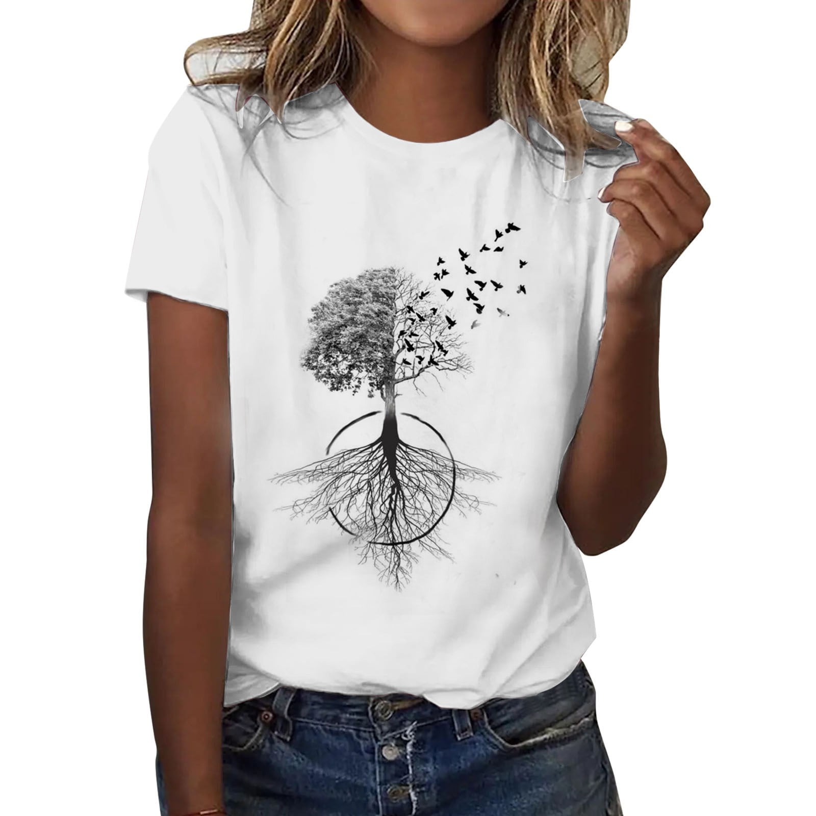 Click here for Weiyll T Shirts For Women Casual Print Crew Neck S... prices