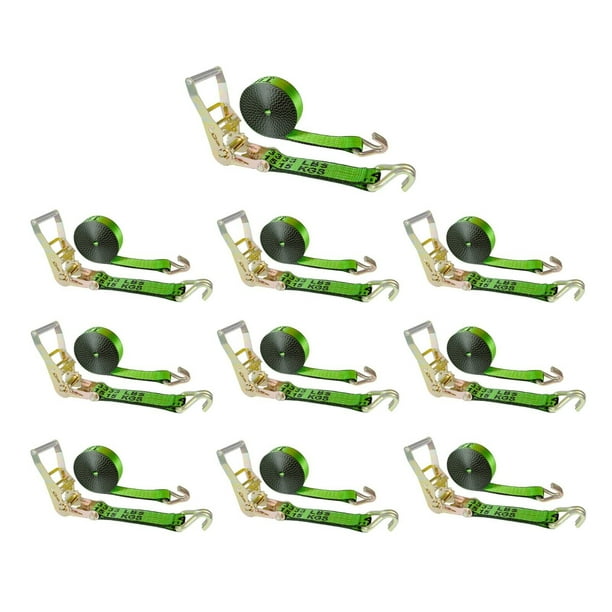 Mega Cargo Control USA 10 Pack Heavy Duty 2" x 30' Ratchet Tie Down ...