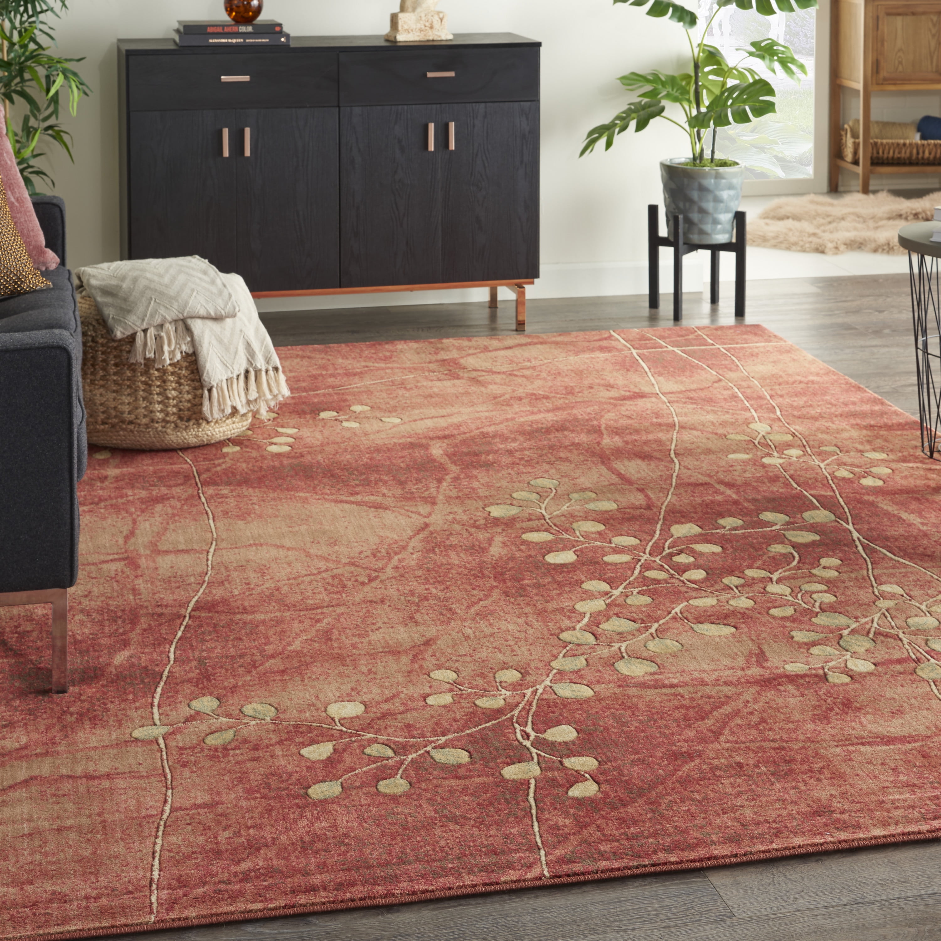 Nourison Somerset Modern Botanical Flame 7'9" x 10'10" Area Rug, (8' x ...