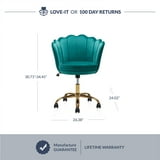 BELLEZE Kaylee Office Chair Upholstered Velvet Seashell Swivel Desk ...