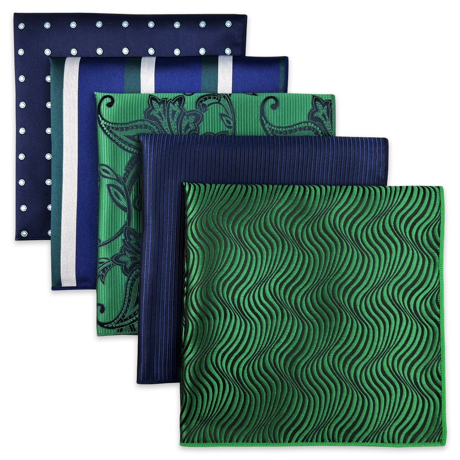 5 Pieces Assorted Mens Silk Pocket Square Handkerchiefs Set Lot 84 ...