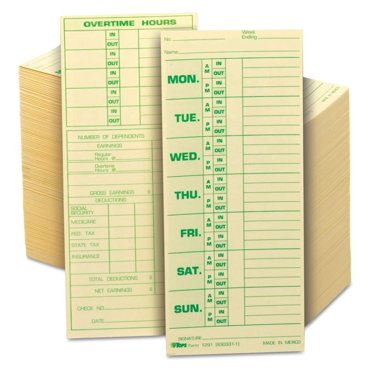 Time Card for Lathem Model 800P 4 x 9, Weekly, 1-Sided, 100/Pack ...