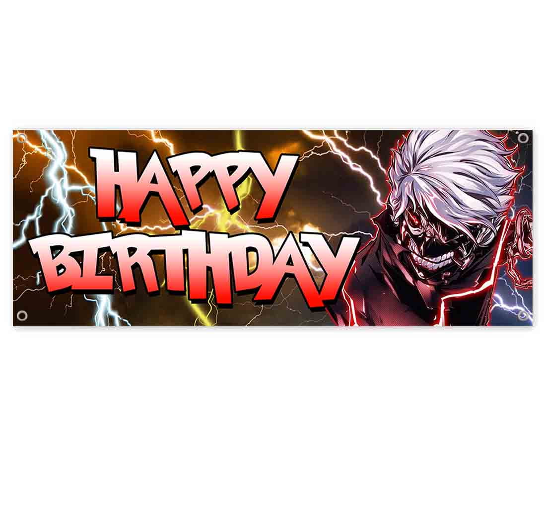 Happy Birthday Anime Ken Kaneki 13 oz Vinyl Banner With Metal Grommets ...