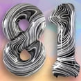 81 Number Black & White Marble Agate Balloon 40 inch - Metallic Mylar ...