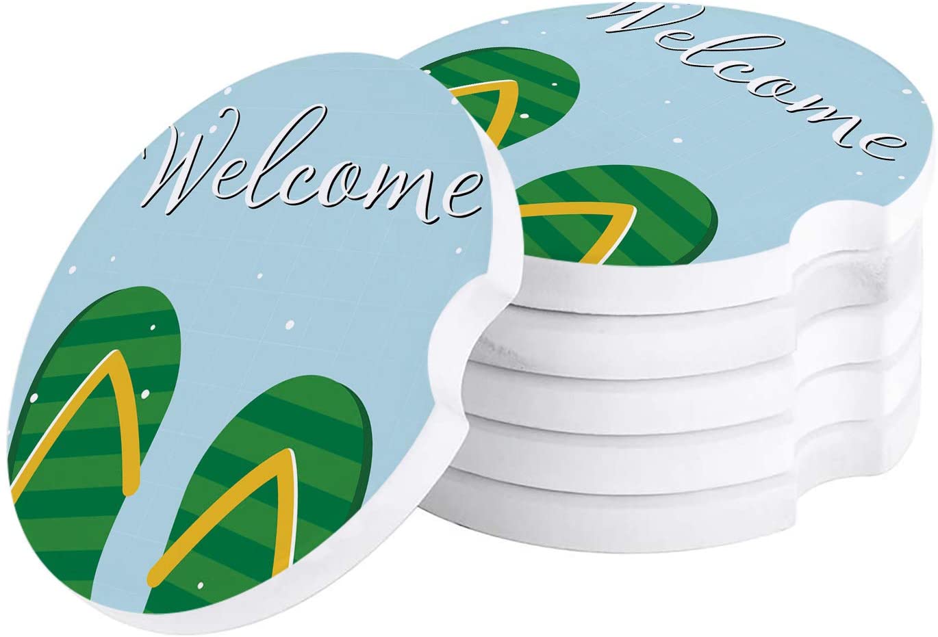 ZHANZZK Summer Cartoon Slippers Blue Set of 2 Car Coaster for Drinks ...