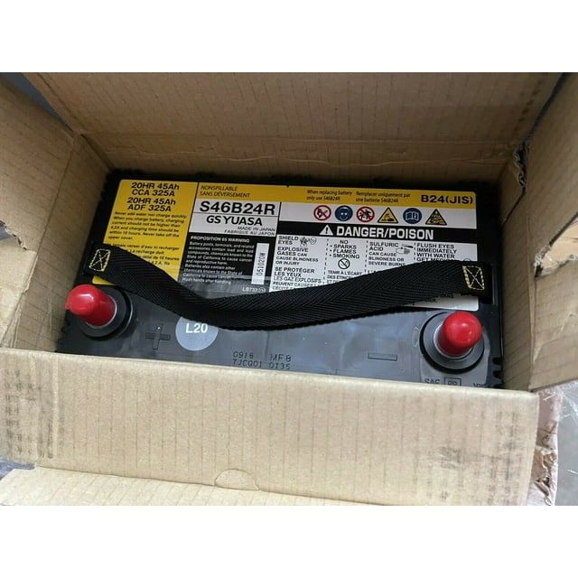 NEW Yuasa HJ-S46B24R Auxiliary Battery Non-Spillable, 20HR 45Ah, CCA/ADF 325A - Walmart.com