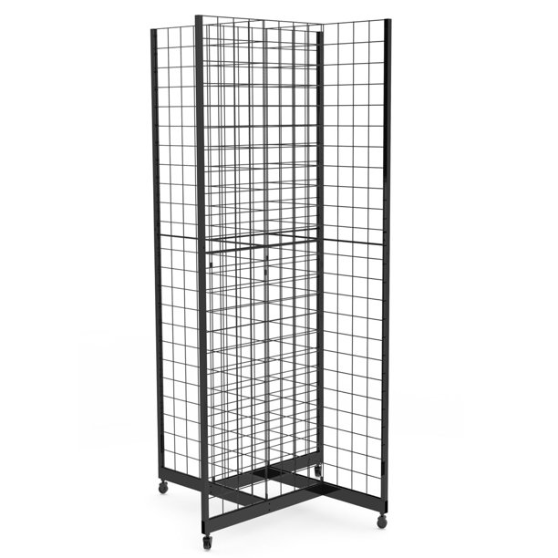 FixtureDisplays® Four-Sided Gridwall Display Rack Black 33.5X33.5X70 ...