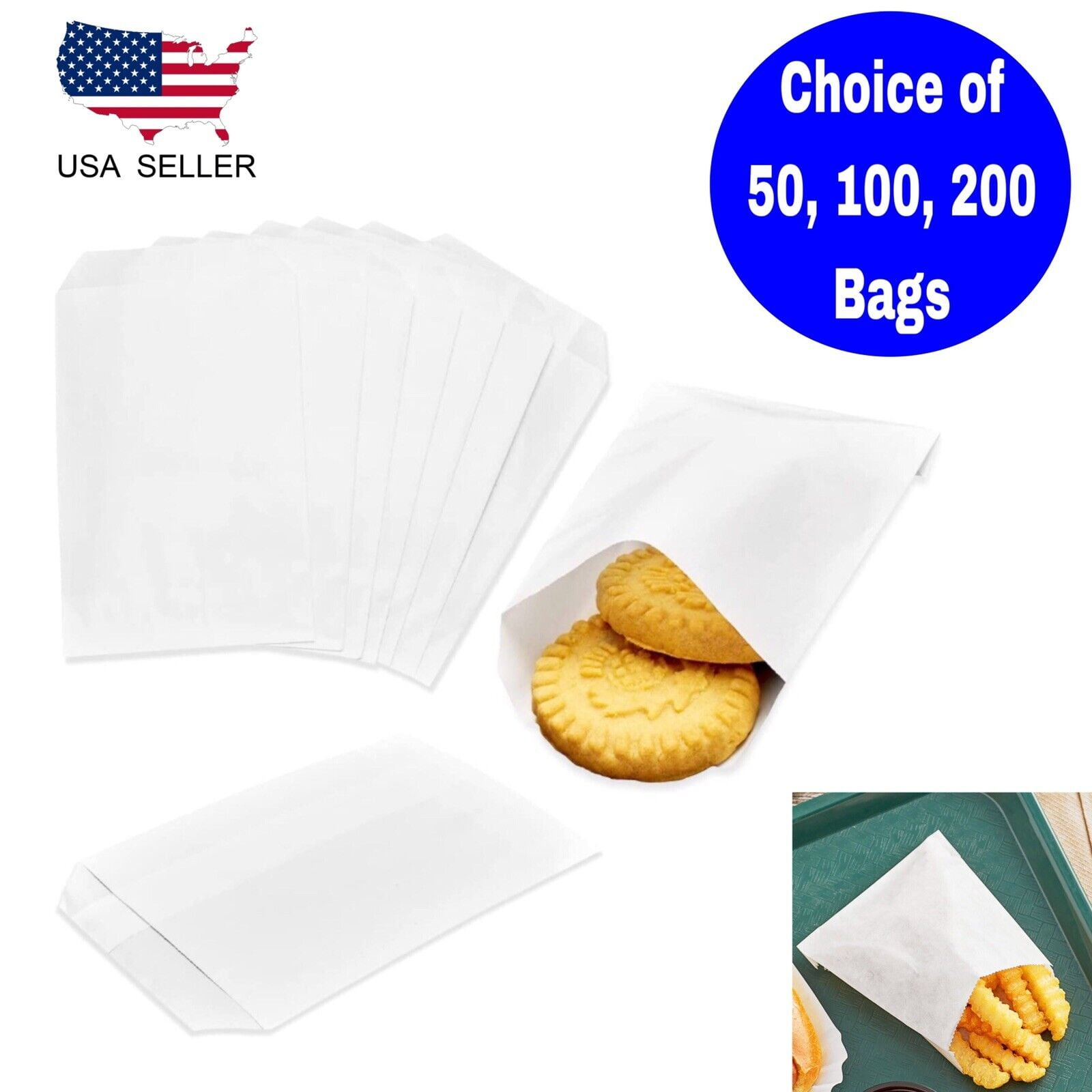 White Sandwich Bags Cookie Bag For Bakery Bread Snacks Wax Paper Bag ...