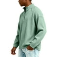 Qwertyu Men Quarter Zip Pullover Waffle Shirts Casual Stand Collar ...