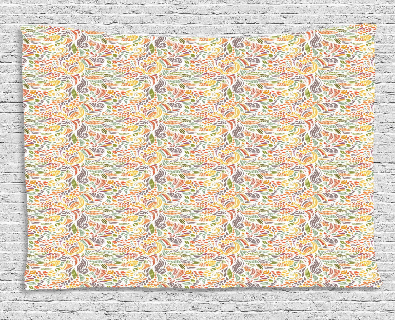 Abstract Tapestry, Tangled Colorful Design with Abstract Floral Leaves ...