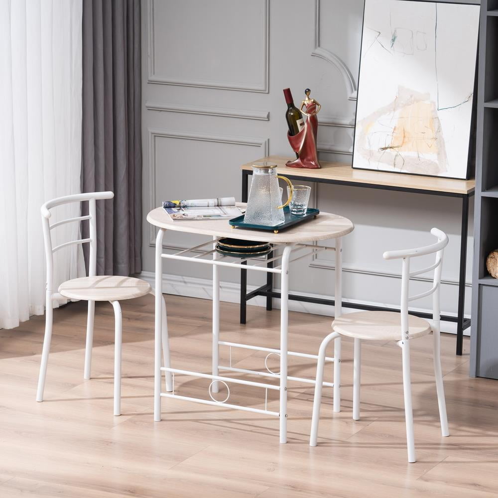 SamyoHome 3-Piece Wooden Round Table & Chair Set for Kitchen, Dining ...