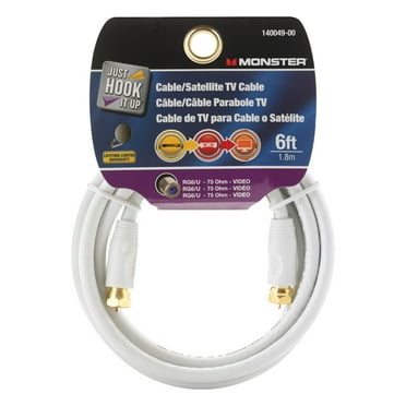 Monster Jhiu 140033-00 25 ft. White 75 Ohm Digital Video Coaxial Cable ...