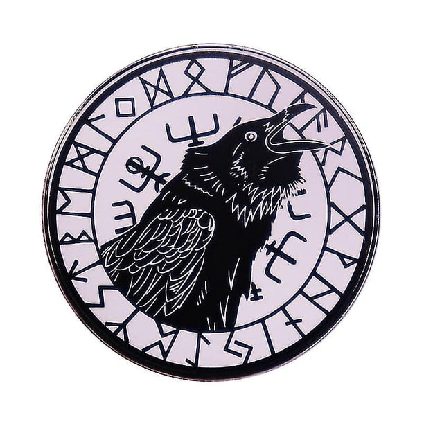 Tribal Viking Odin Raven Enamel Pin Magique Runique Boussole Vegvisir ...