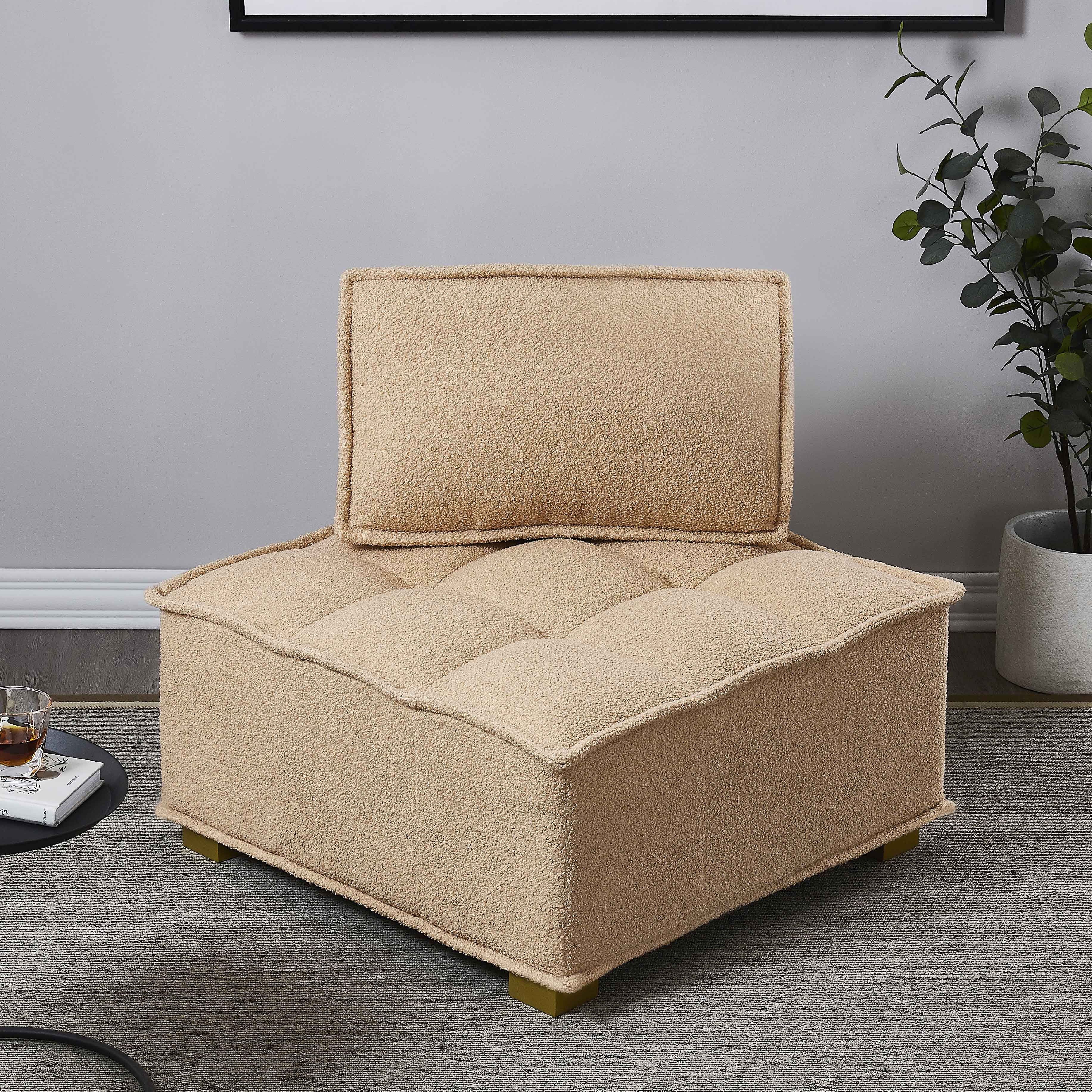Ucloveria Modular Single Sofa, Lazy Sofas Ottoman with Gold Wooden Legs ...