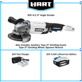HART 20-Volt Cordless 4 1/2-inch Angle Grinder Kit, Operated Powered ...