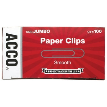 ACCO Nonskid Standard Paper Clips, Jumbo, Silver, 100/Box, 10 Boxes ...