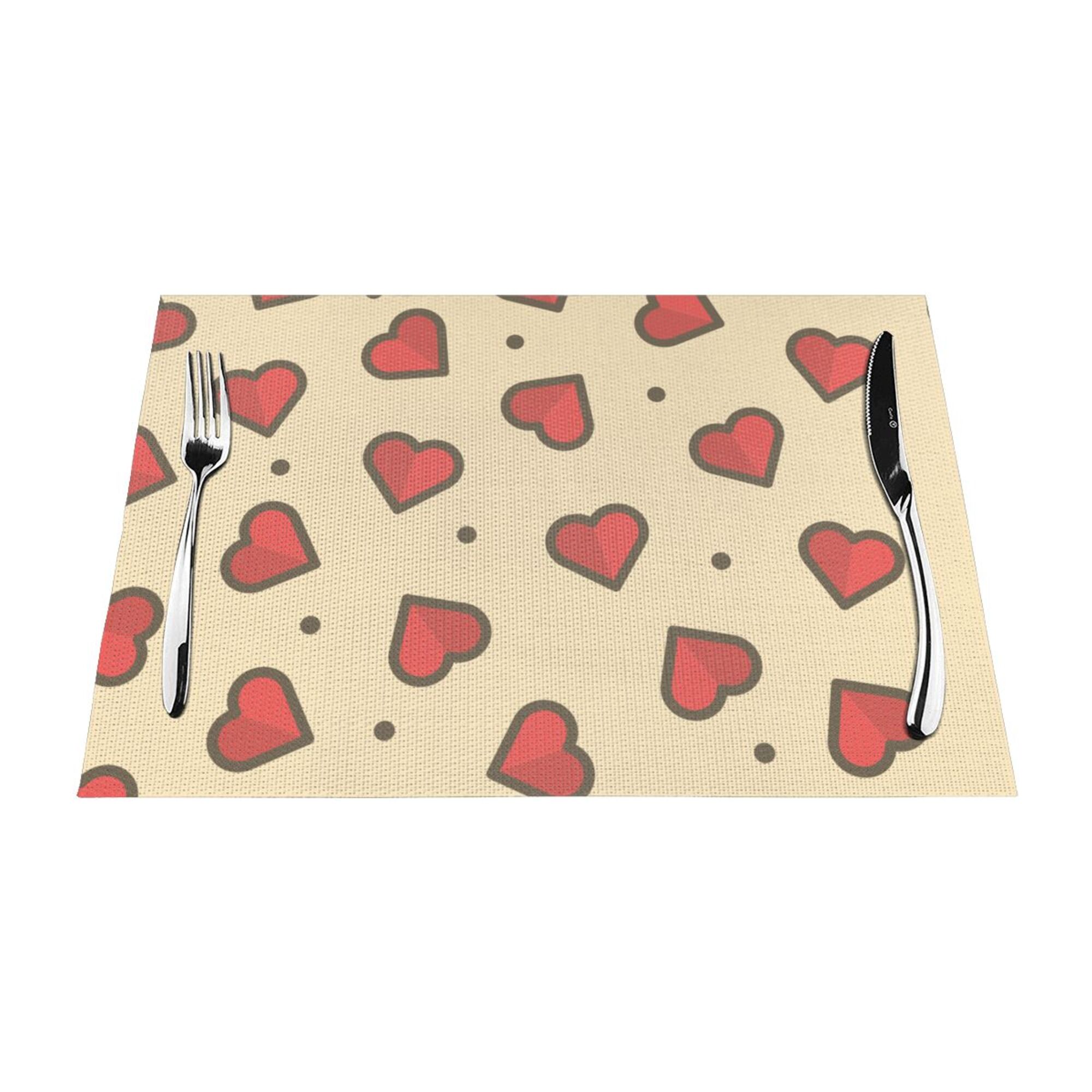 XMXY Woven Placemats Set of 4 PCS, Design Love Heart Seamless Pattern ...