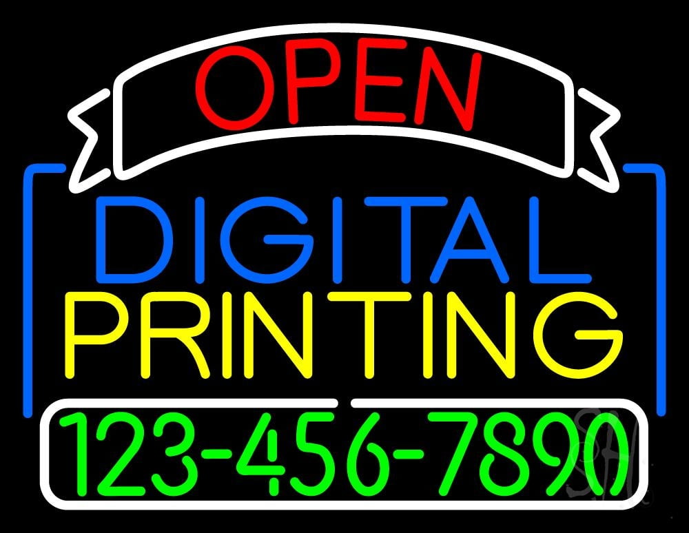 Red Open Digital Printing With Phone Number LED Neon Sign 24 x 31 ...