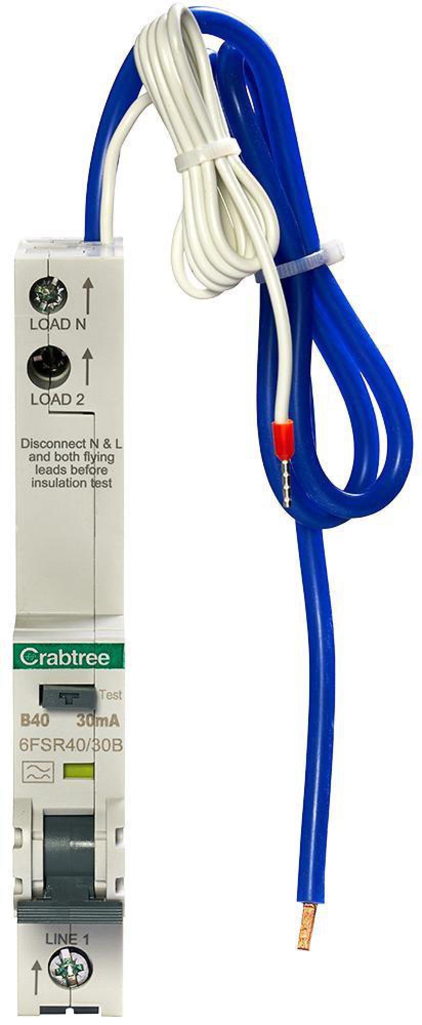 CRABTREE - Loadstar 40A, 30mA Single Pole RCBO, B Curve, 6kA - Walmart.com