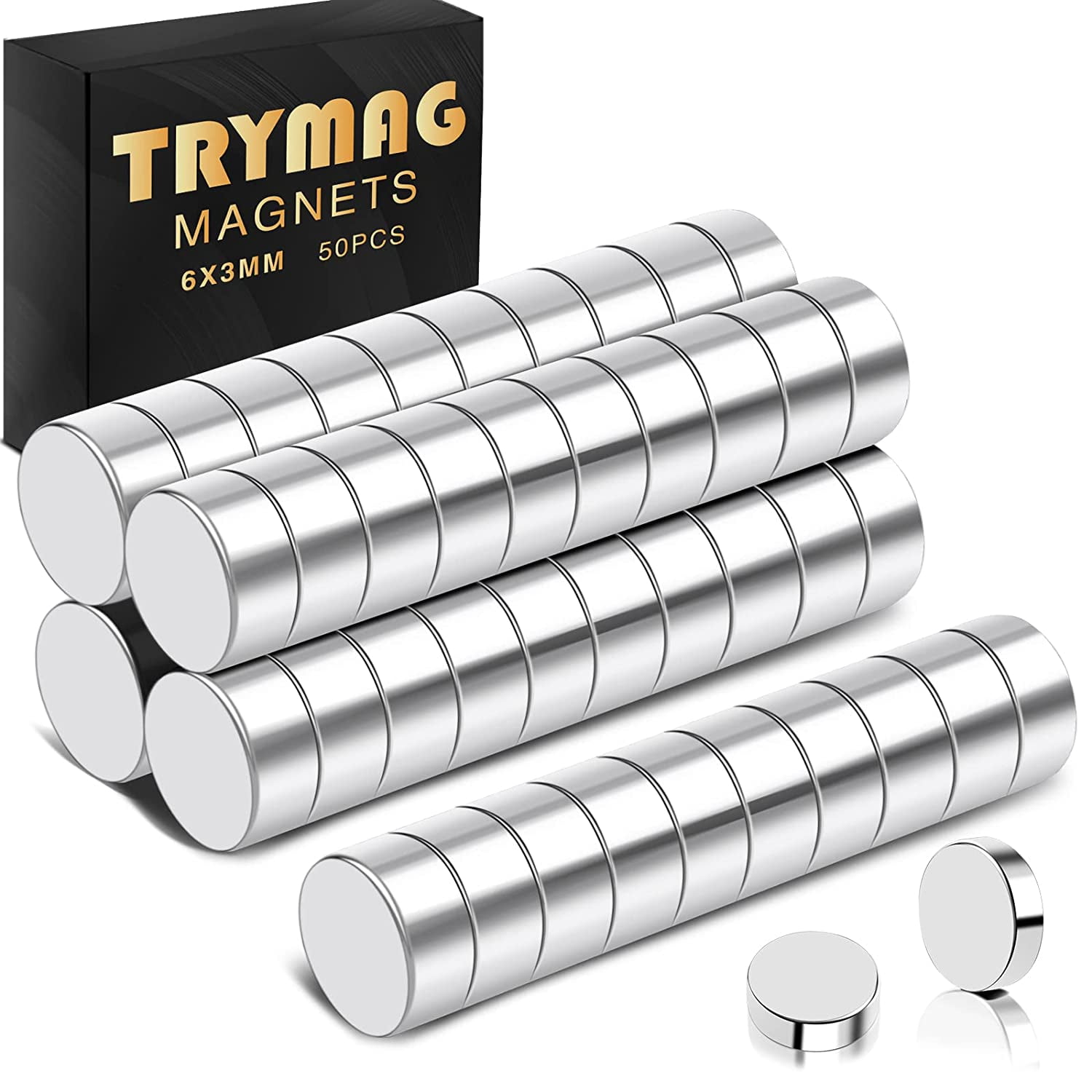 DIYMAG Small Magnets, 50Pcs Strong Refrigerator Magnets Tiny Rare Earth ...