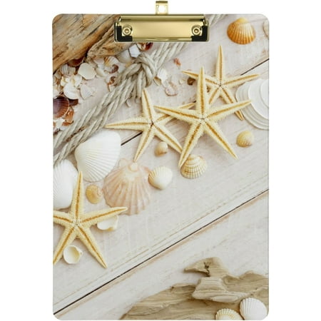 RYLABLUE Sea Shells Clipboard Hardboard Wood Nursing Clip Board and ...