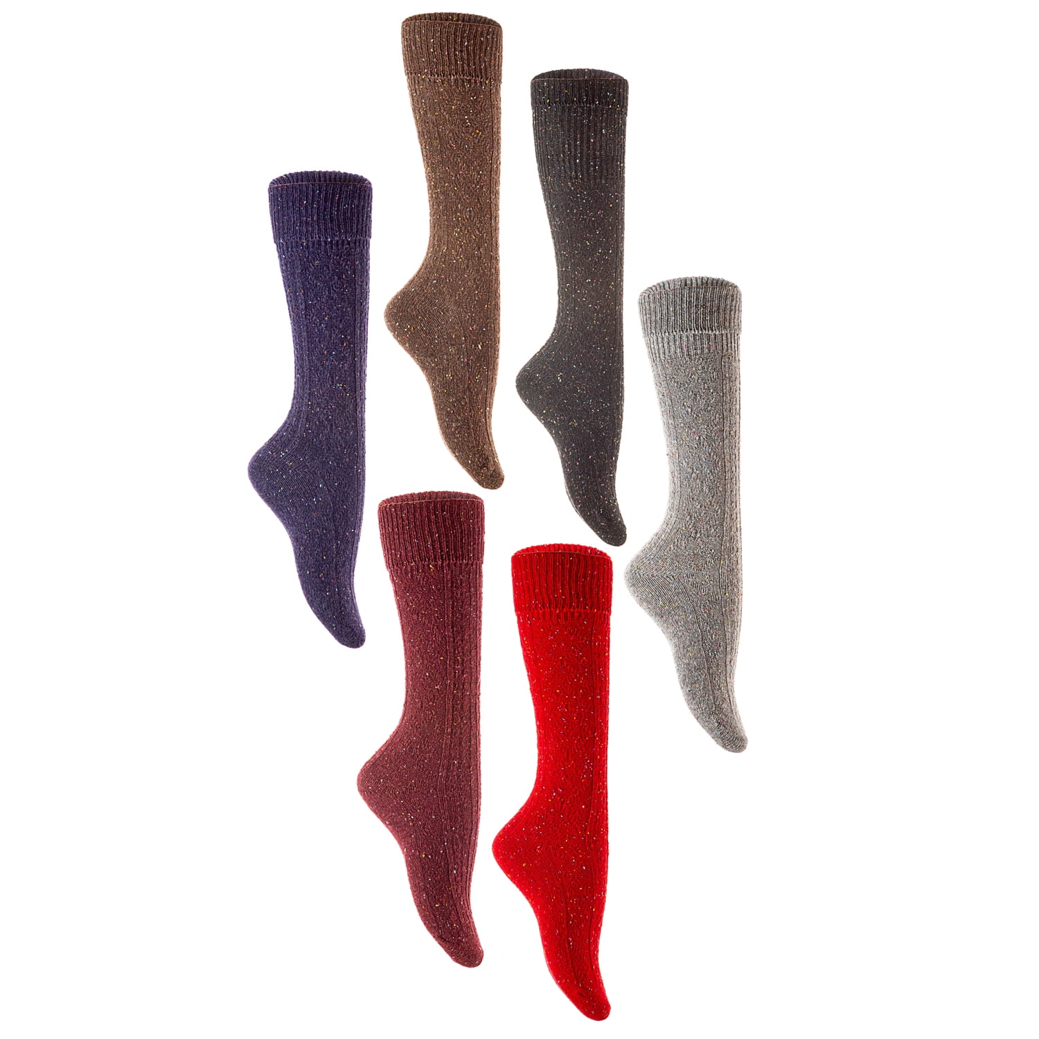 Lian LifeStyle Women's 4 Pairs Pack Knee High Wool Socks Size 7-9 ...