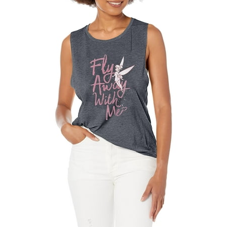 Disney Tinkerbell Fly Away Women's Muscle Tank, Denim Blue Heather, X ...