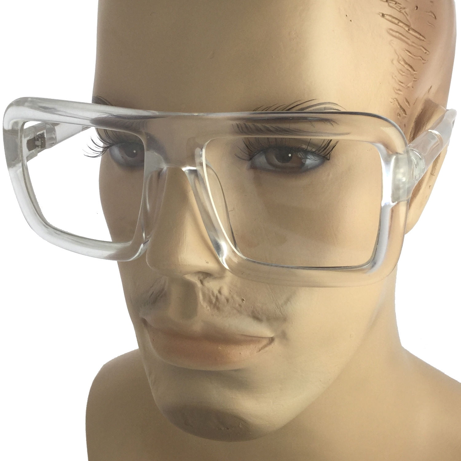 GrinderPUNCH Large Thick Retro Nerd Big Oversized Square Frame Clear GrinderPUNCH Large Thick Retro Nerd Big Oversized Square Frame Clear
