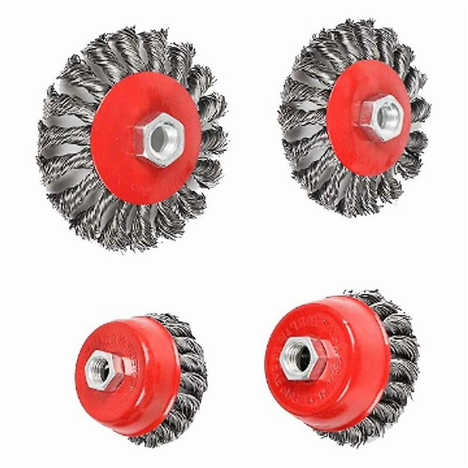 Set of 4 Angle Grinder Brushes - Flexible Steel - Diameter: 75mm ...