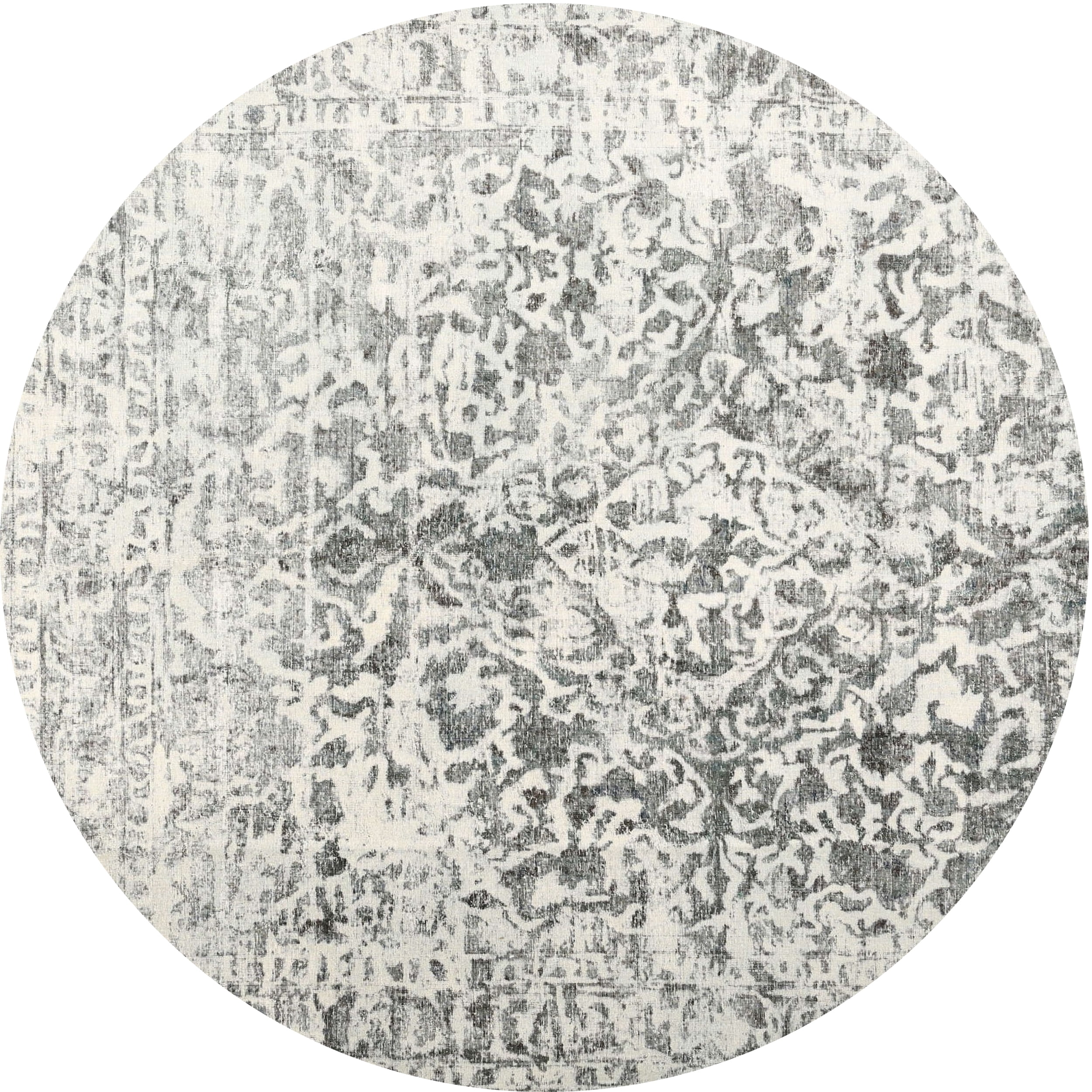 Ahgly Company Indoor Round Contemporary Dark Gray Abstract Area Rugs, 8 ...