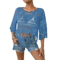 Women's Plain Fringe Trim Cut out Sheer Cover Up, Boho Scallop Trim 3/4 ...