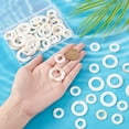 60Pcs 2 Sizes Freshwater Shell Charms Natural Donut Pendant Hollow Disc ...