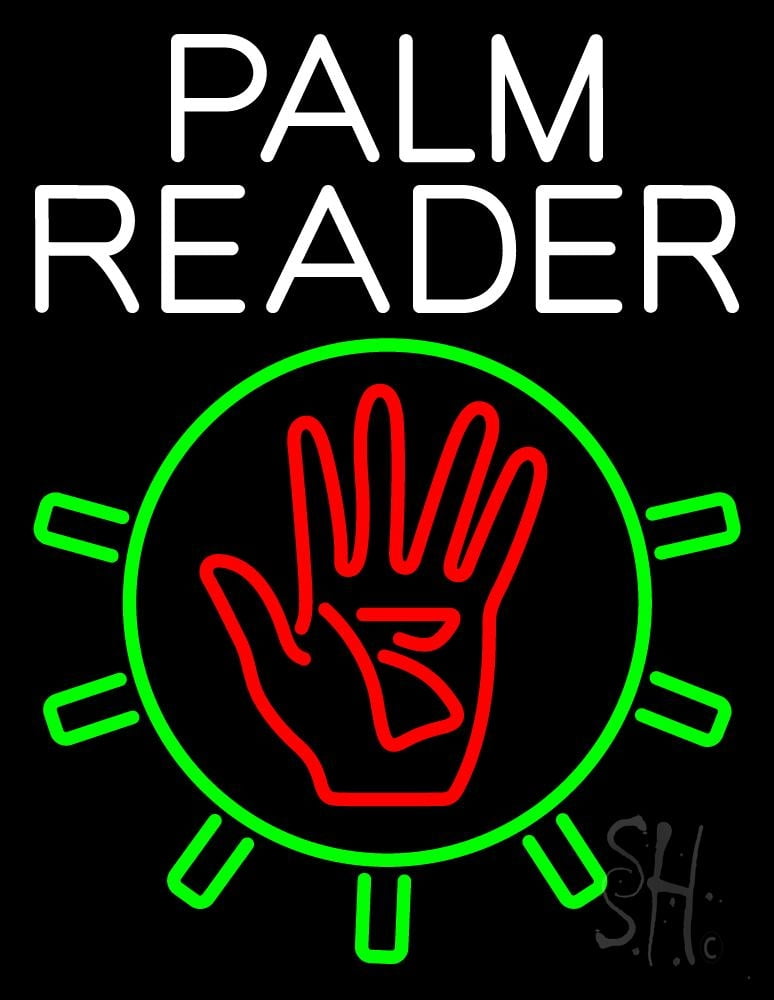 White Palm Reader With Logo LED Neon Sign 31" Tall x 24" Wide - inches ...