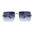 Leopard OG Gangster Rapper Rimless Wood Buffs Sunglasses Silver - Smoke ...