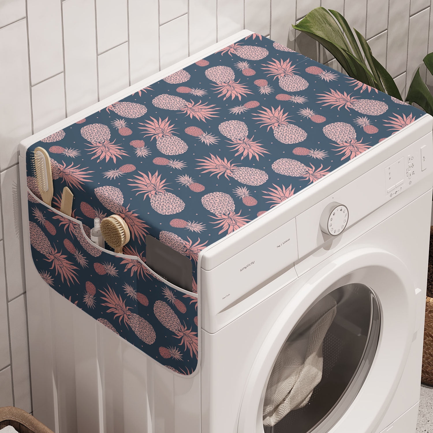 Tropical Washing Machine Organizer, Vintage Exotic Island Pineapples ...